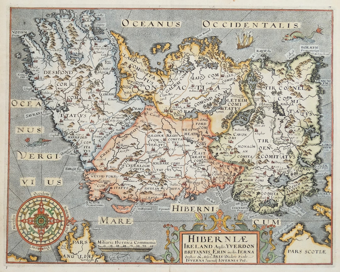 Antique Map IRELAND G.mercator C.saxton W.hole W.camden - Etsy
