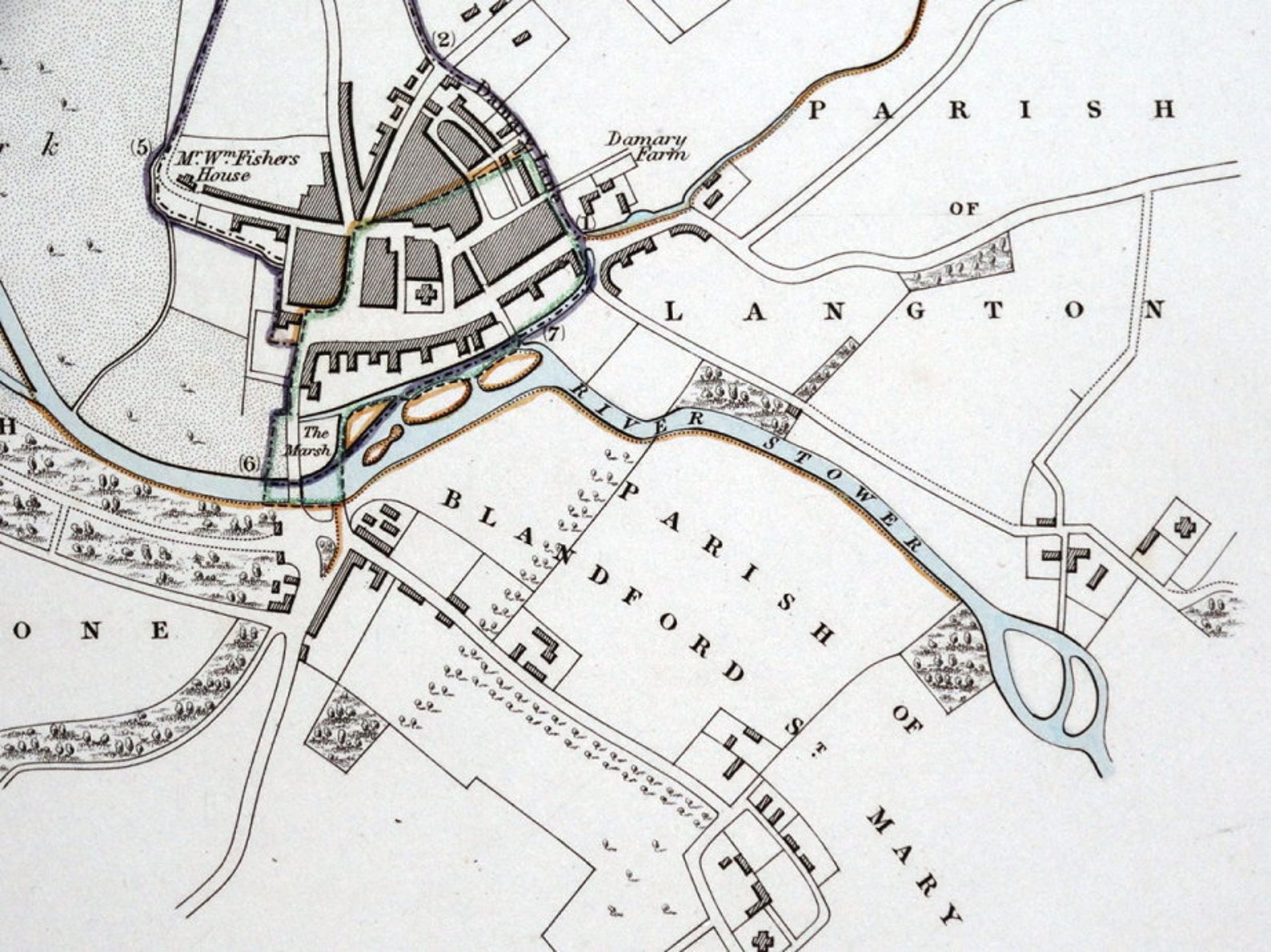 Antique Map BLANDFORD FORUM, DORSET, England, Street Plan, Dawson ...
