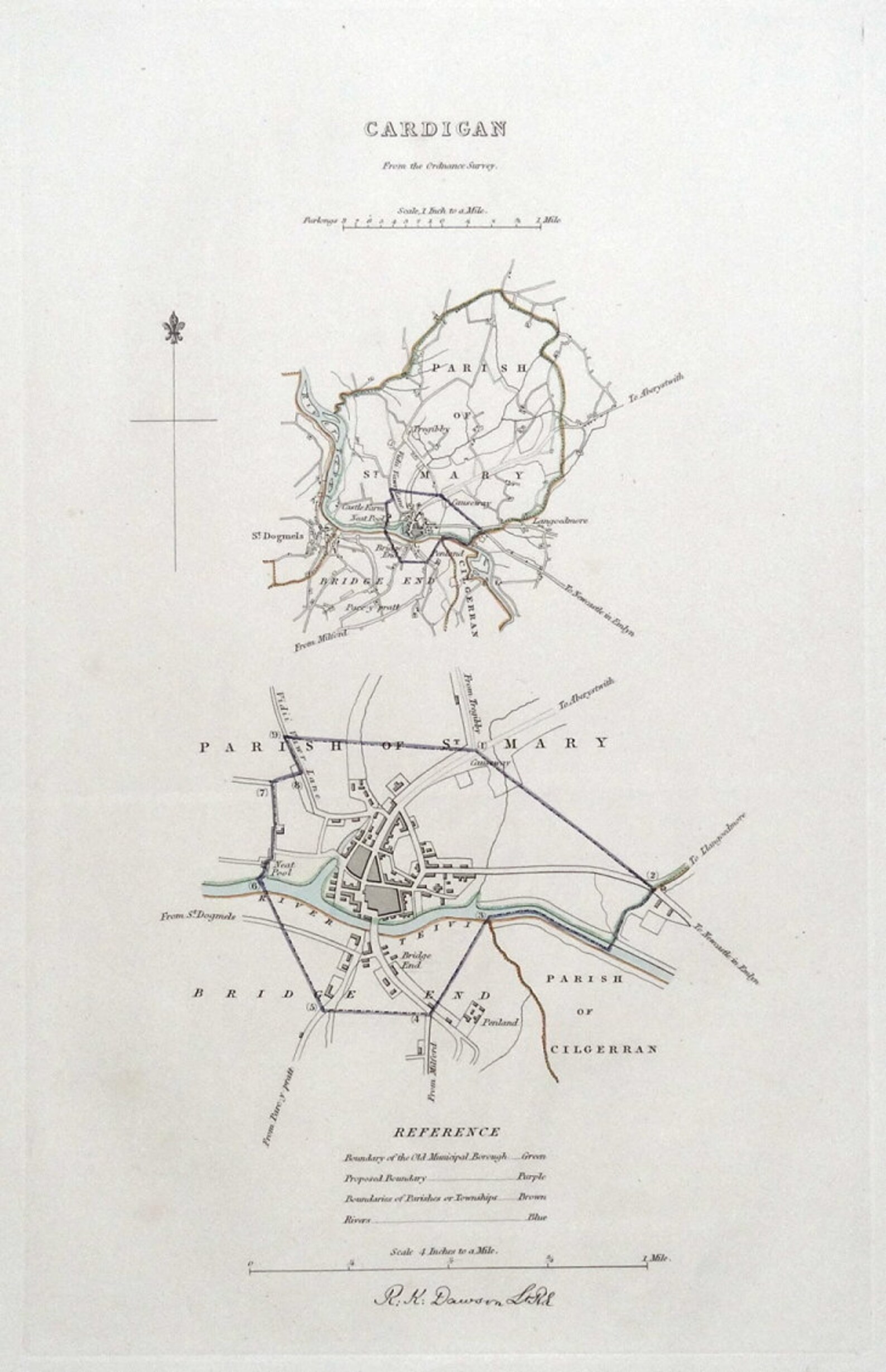 CARDIGAN WALES Street Plan Dawson Original Antique Map 1832 - Etsy UK