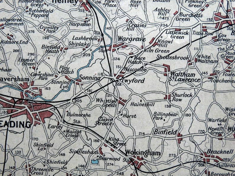 Antique Map Thames Valley READING UXBRIDGE MAIDENHEAD Original London ...