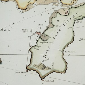 Antique Map Sea Chart HOLYHEAD, ANGLESEY, WALES Greenville Collins ...