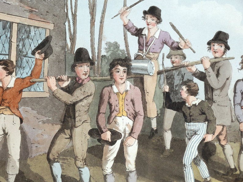 RIDING THE Stang,costume of Yorkshire, Walker Antique Aquatint Print ...