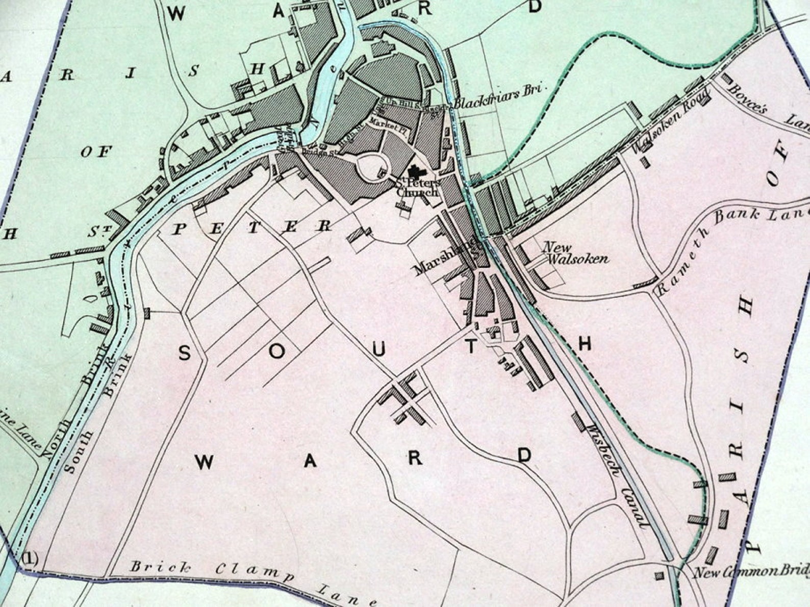 Antique Map WISBECH, CAMBRIDGESHIRE, UK, Street Plan, Dawson Original ...
