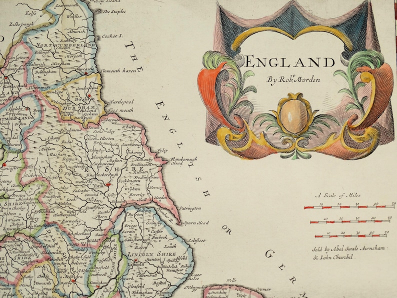 Antique Map ENGLAND Robert Morden Original Vintage Hand Coloured Old ...