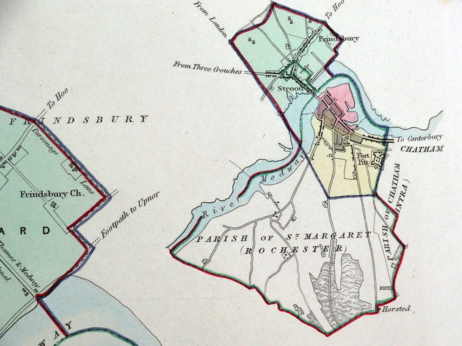 Antique Map Map ROCHESTER, KENT, UK, Street Plan, Dawson Original 1832 ...