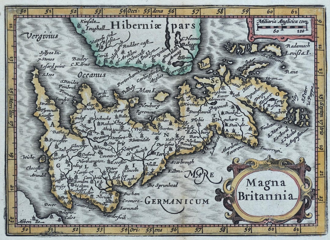 Antique Map GREAT BRITAIN, Magna Britannia, British Isles Original ...