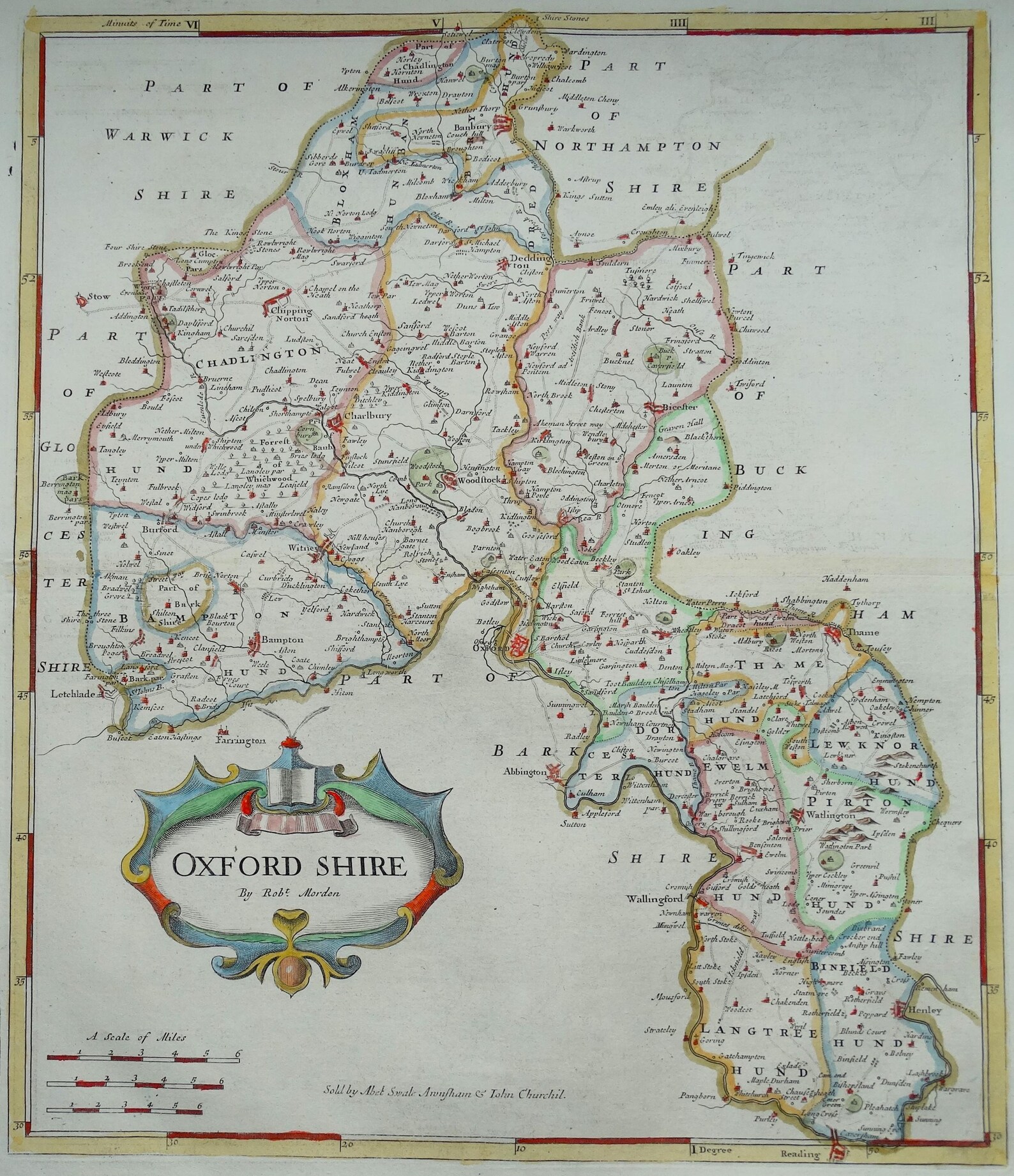 Antique Map OXFORDSHIRE Robert Morden Original Old Vintage Map 1722 - Etsy
