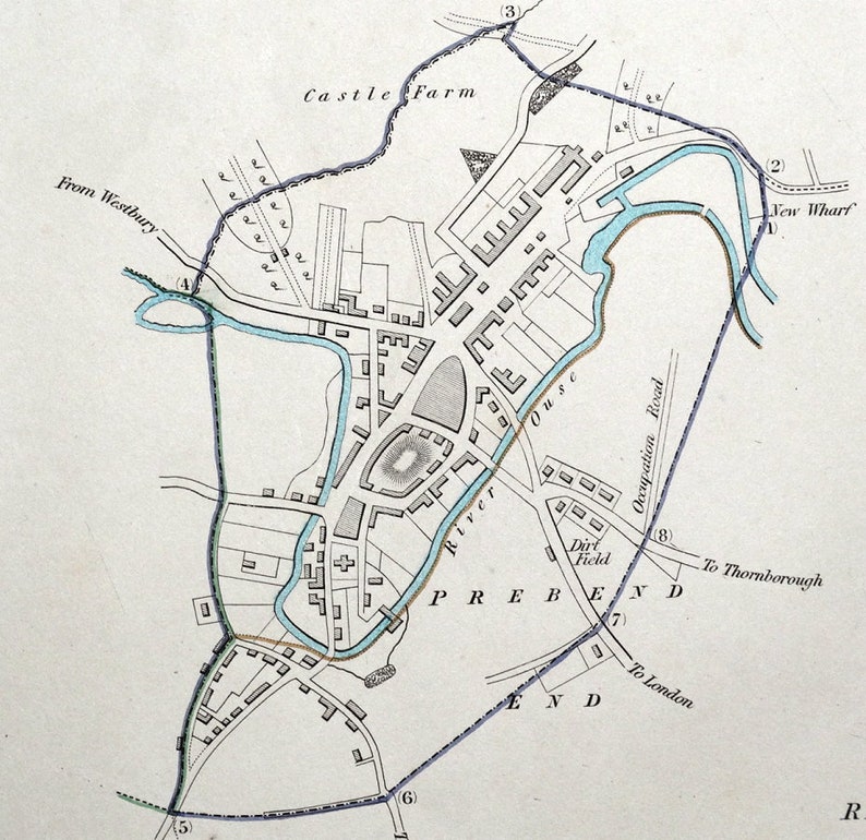 Antique Map BUCKINGHAM, ENGLAND, Street Plan, Dawson Original 1832 - Etsy