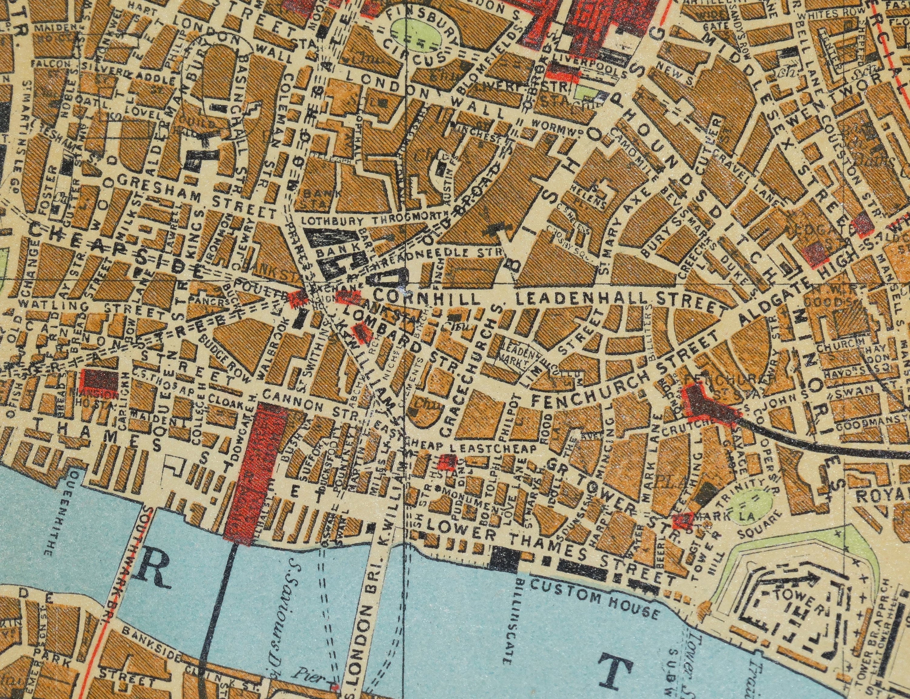 Antique Map SOUTHWARK,BERMONDSEY,SPITALFIELDS, the City, London Street ...