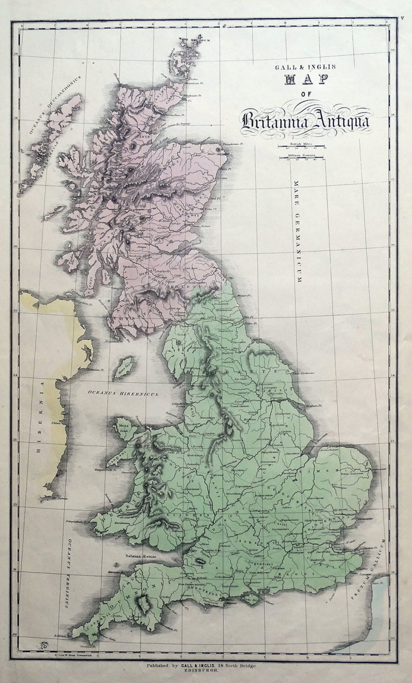 BRITISH ISLES Britannia Antiqua Ancient Britain Gall & | Etsy