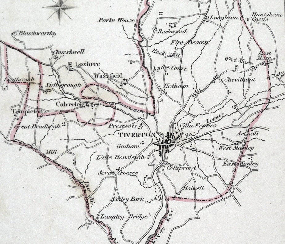 Antique Map Barnstaple,tiverton,ashburton,dartmouth, Devon Town Plans ...