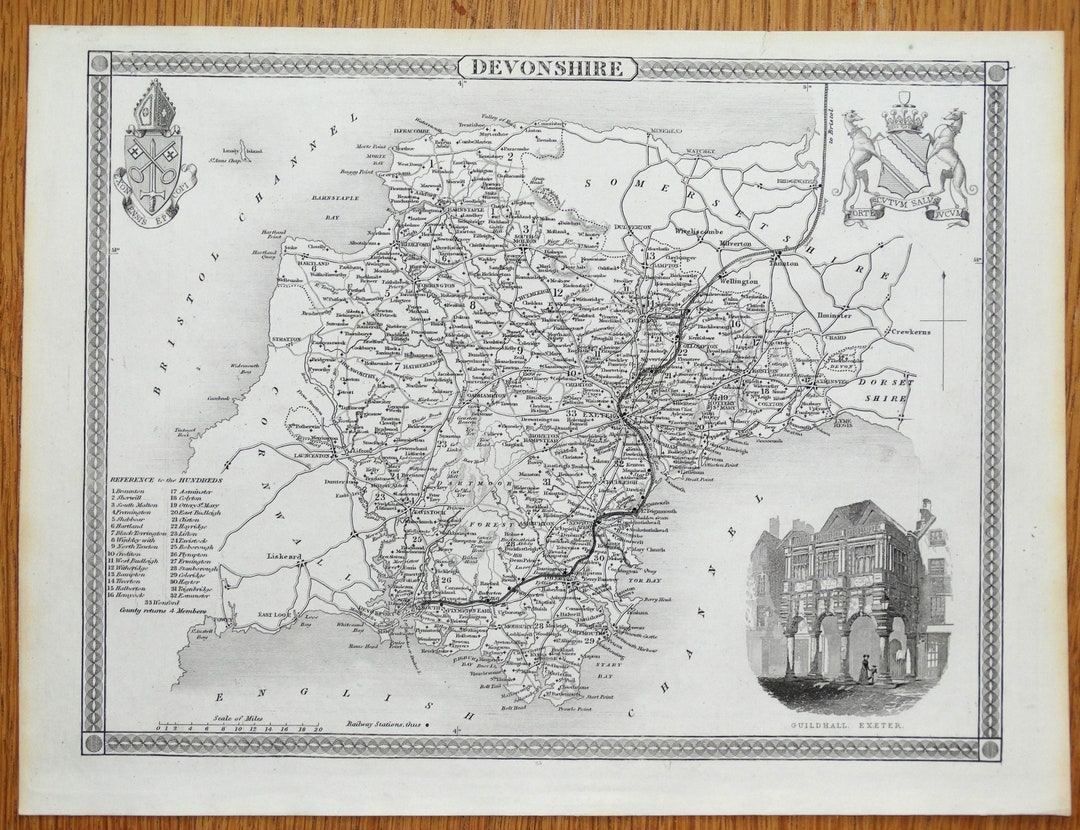 Antique Map DEVON, Devonshire, Thomas Moule, Original C1840 - Etsy