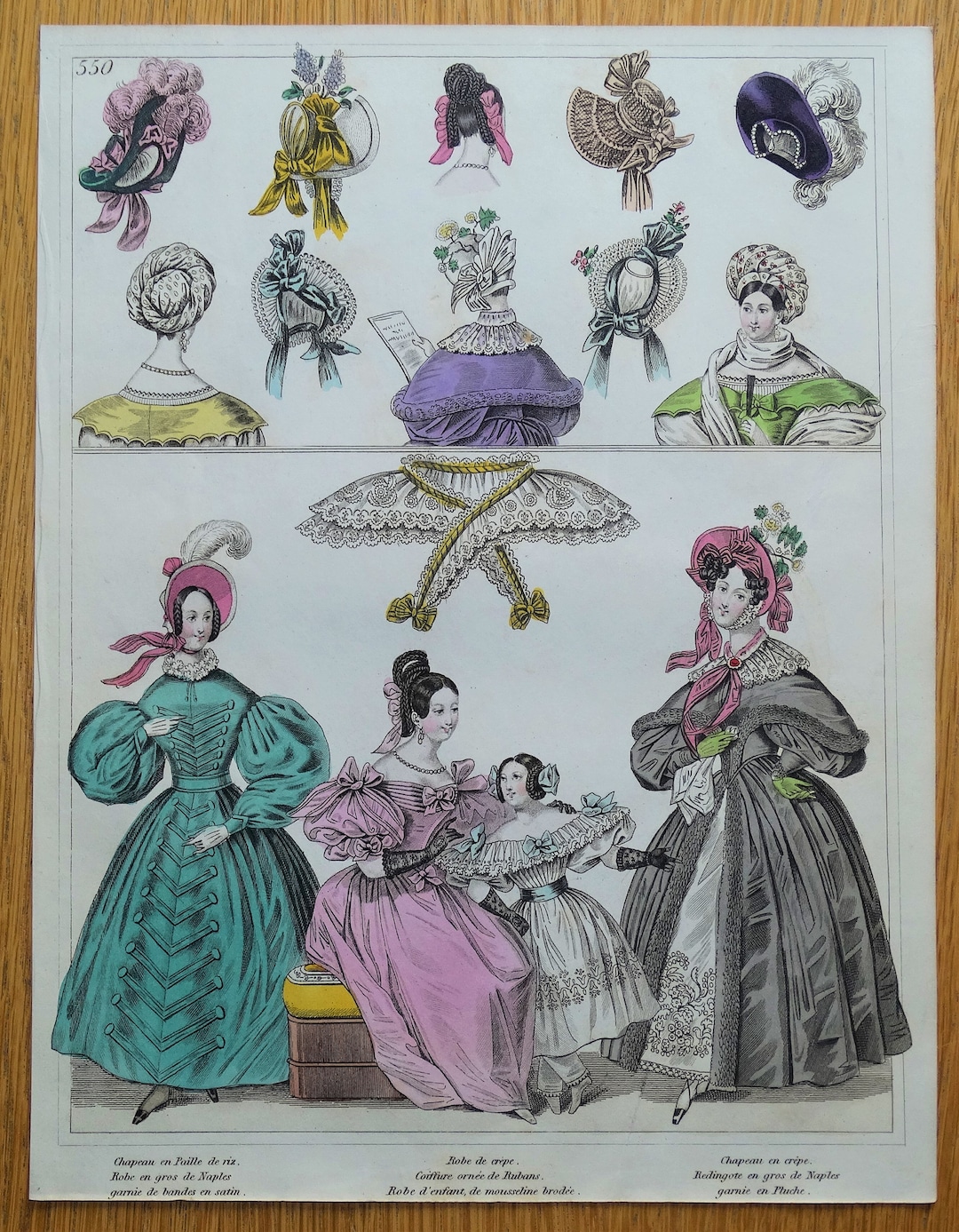 Antique Print PERIOD COSTUME, Townsend, Ladies Paris Fashion Plate 550 ...