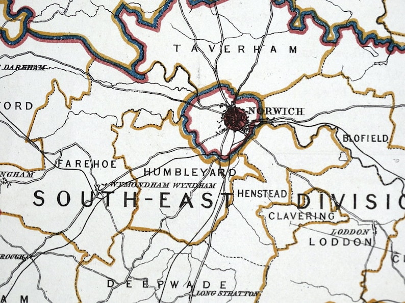 Antique Map NORFOLK, H.james Original County Map 1868 - Etsy
