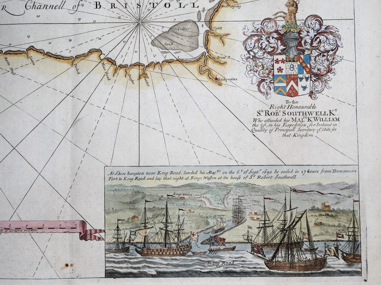 Antique Sea Chart BRISTOL CHANNEL, N.devon, S.wales Greenville Collins ...