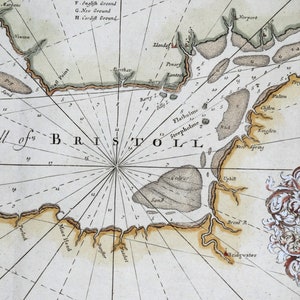Antique Sea Chart BRISTOL CHANNEL, N.devon, S.wales Greenville Collins ...