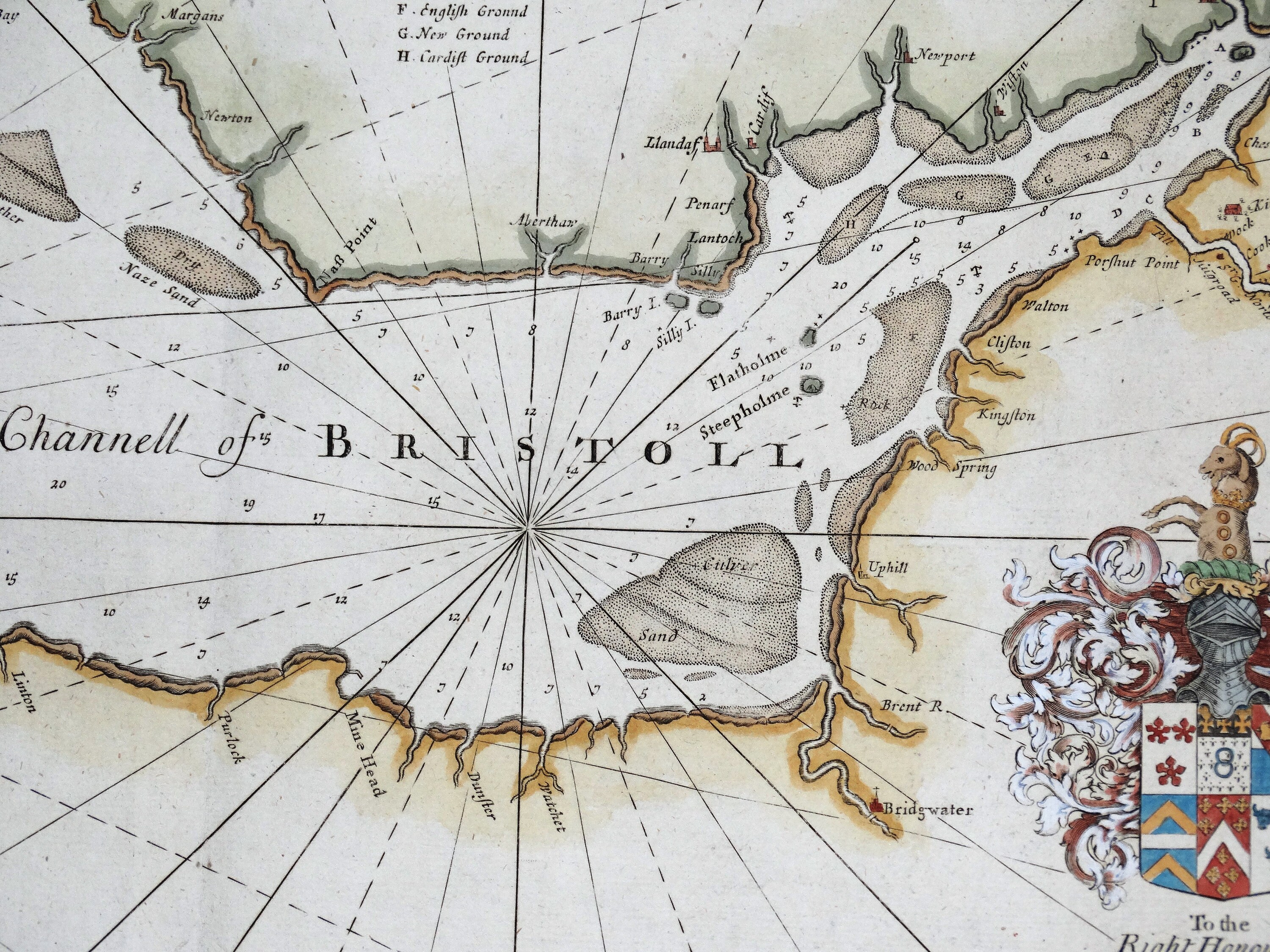 Antique Sea Chart BRISTOL CHANNEL, N.devon, S.wales Greenville Collins ...