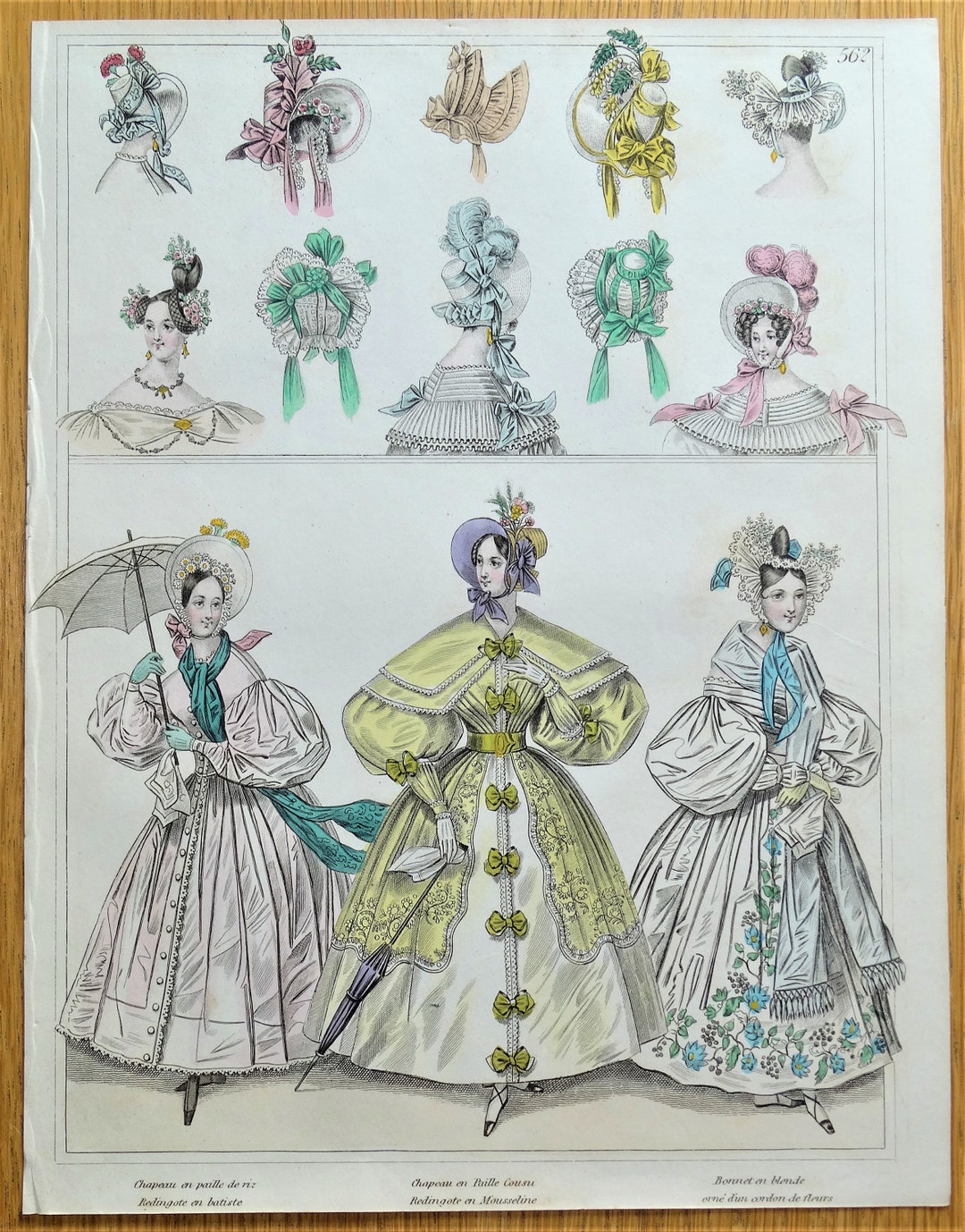 Antique Print PERIOD COSTUME, Townsend, Ladies Paris Fashion Plate 562 ...