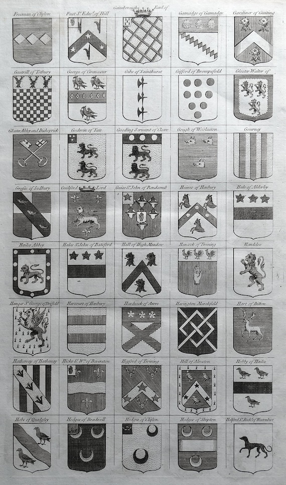 40 COATS OF ARMS Heraldic Shields Family Crests 7 Original | Etsy