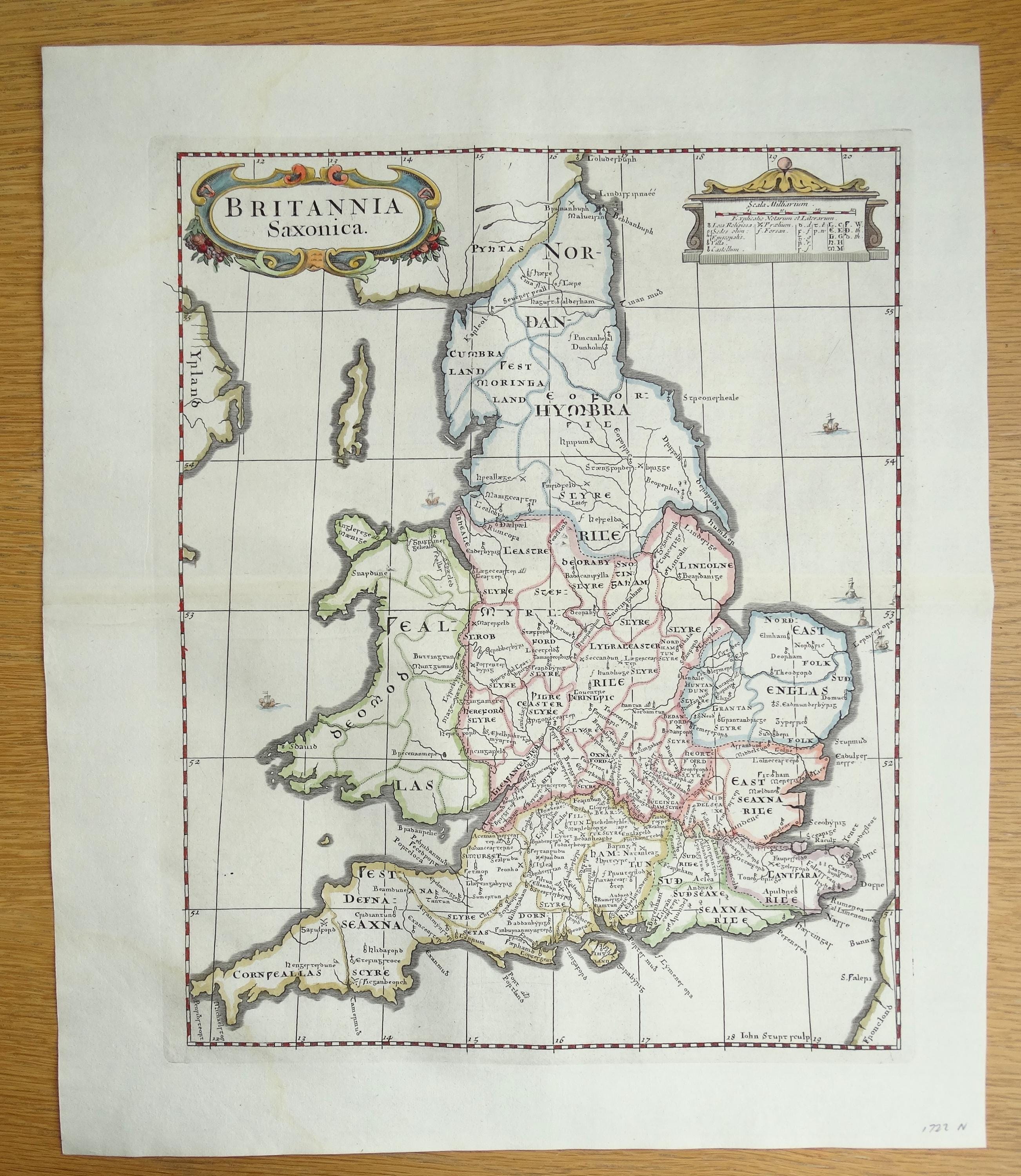Antique Map SAXON BRITAIN Britannia Saxonica Robert Morden Original ...