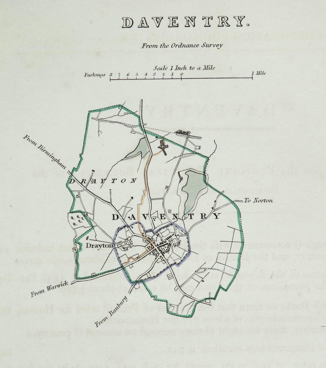 Antique Map DAVENTRY NORTHAMPTON Original Vintage Town Street Plan ...