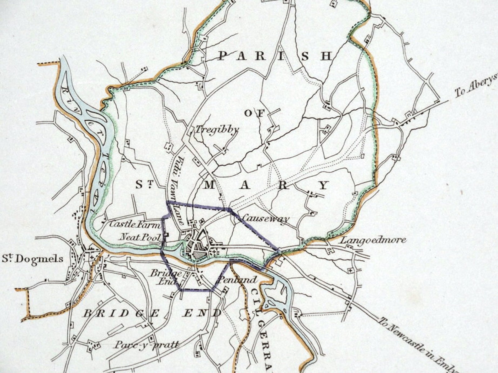 CARDIGAN WALES Street Plan Dawson Original Antique Map 1832 - Etsy UK