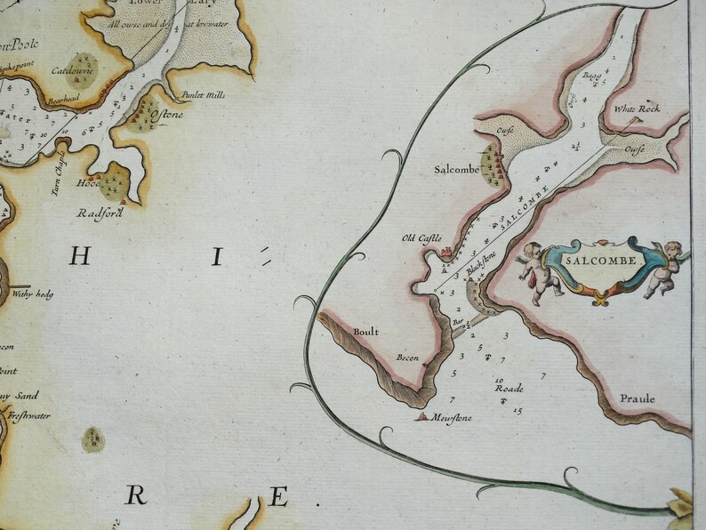 Antique Map Sea Chart PLYMOUTH, Salcombe, Devon, Greenville Collins ...