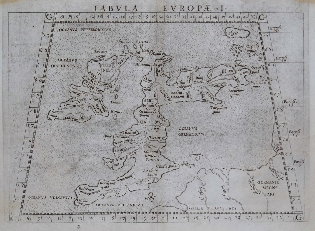 Antique Map BRITISH ISLES Tabula Europae 1, Ruscelli Original 1564 - Etsy