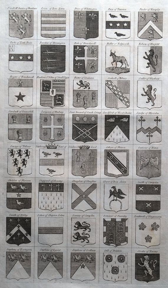 40 COATS OF ARMS Heraldic Shields Family Crests 1 Original - Etsy