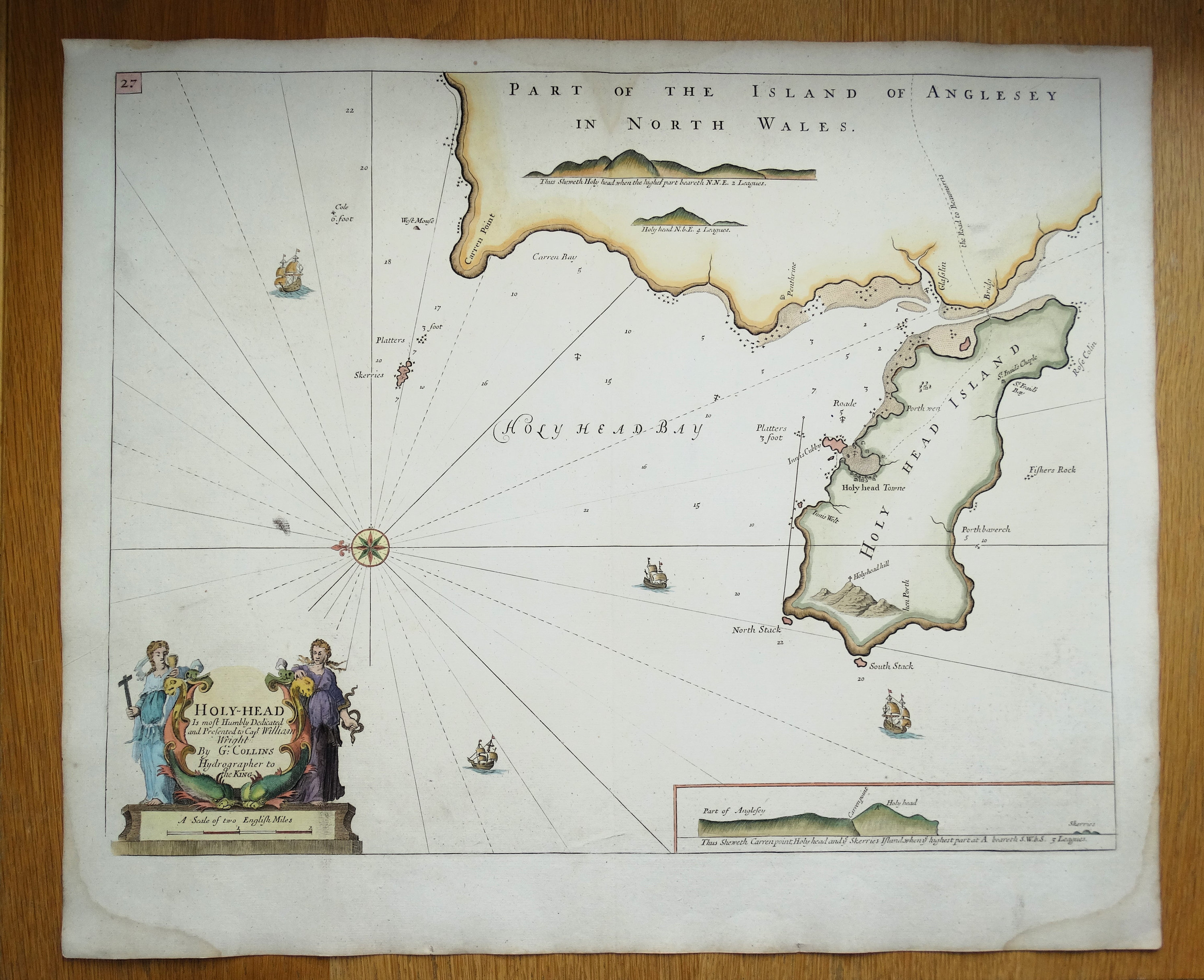 Antique Map Sea Chart HOLYHEAD, ANGLESEY, WALES Greenville Collins ...