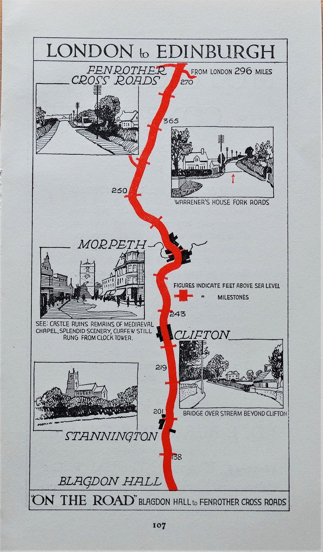 Antique Map NORTHUMBERLAND Stannington, Morpeth, Fenrother , Pictorial ...