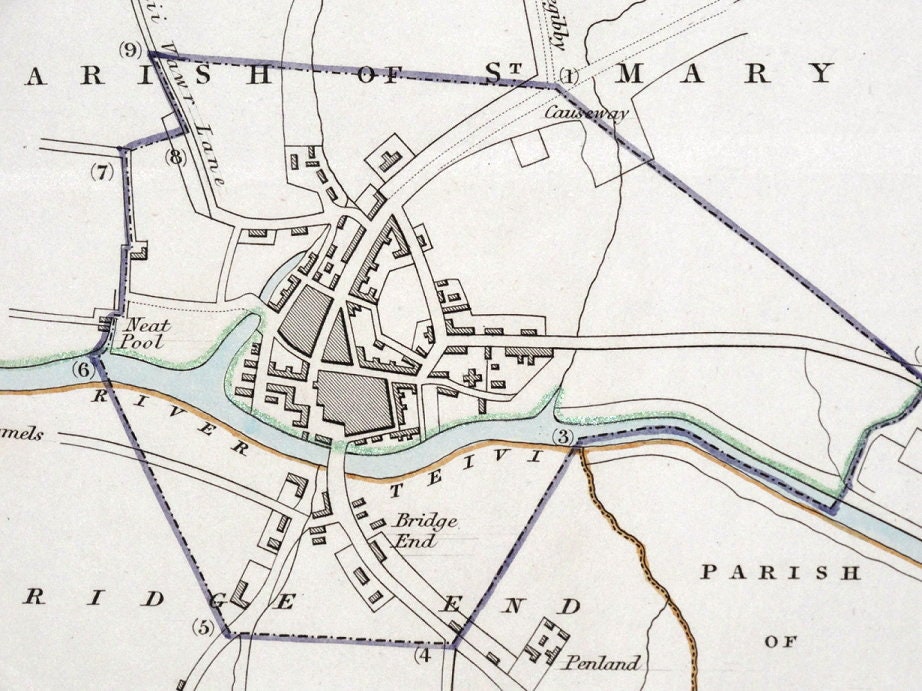 CARDIGAN WALES Street Plan Dawson Original Antique Map 1832 - Etsy UK