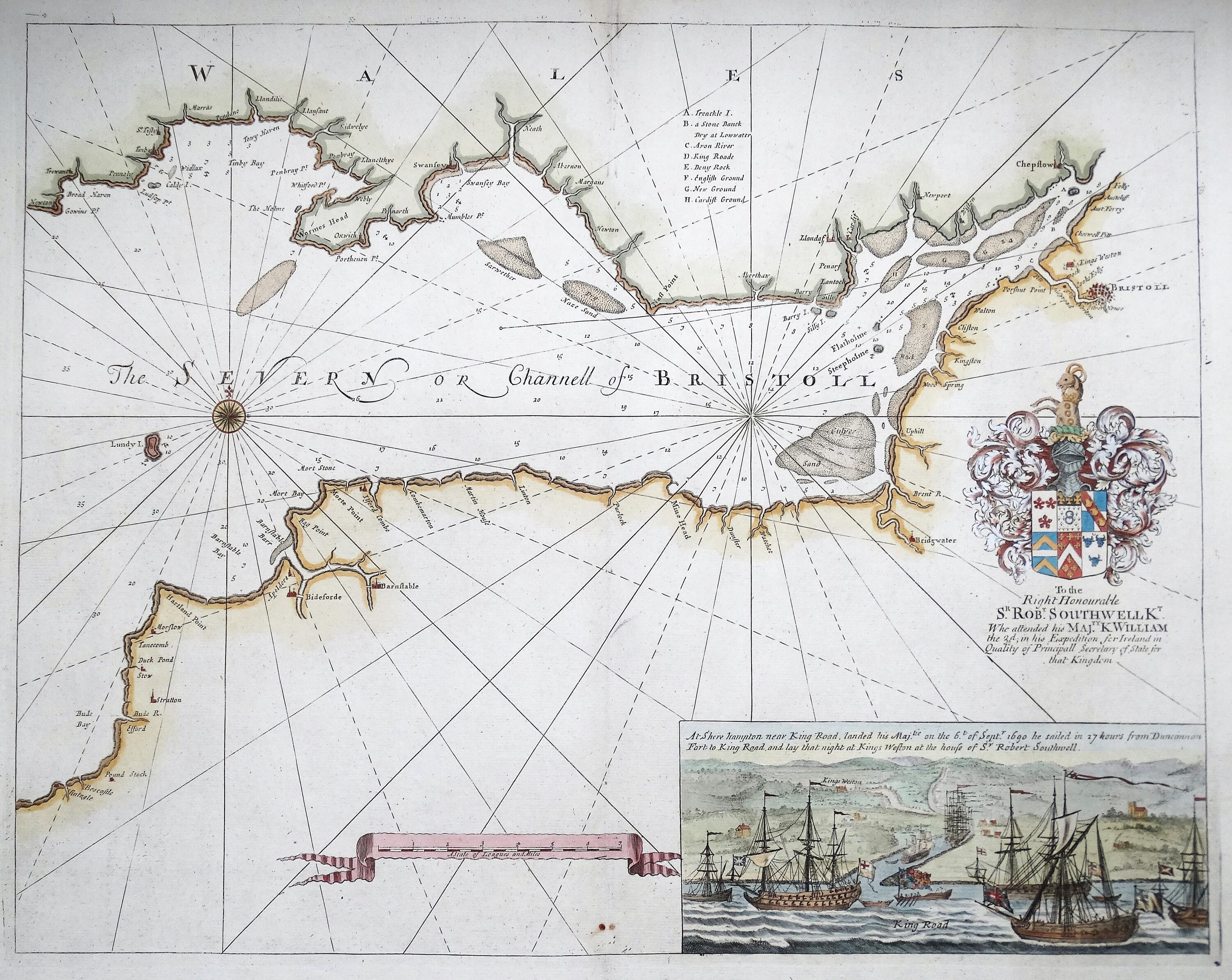 Antique Map Sea Chart BRISTOL CHANNEL, N.devon, S.wales Greenville ...