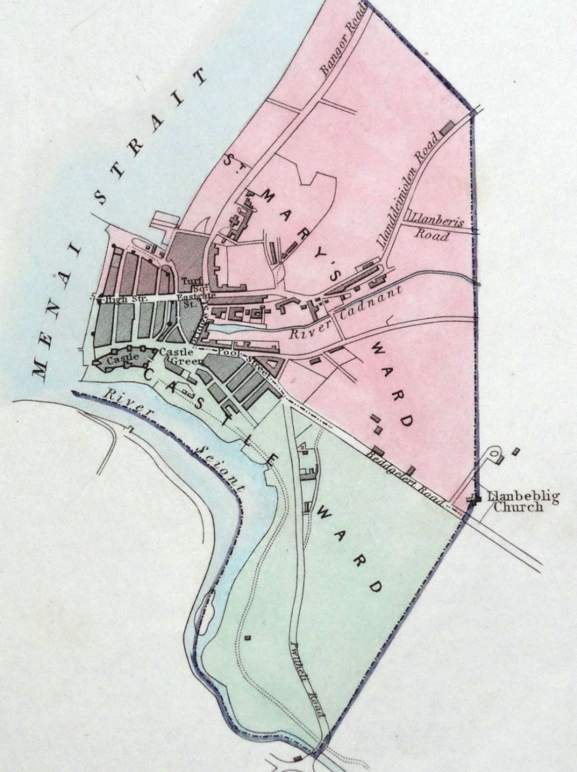 Antique Map CAERNARFON CARNARVON WALES Street Plan Dawson - Etsy