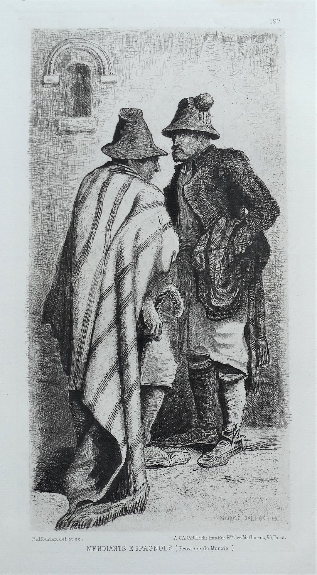 MURCIA SPAIN Beggars Etching Balfourier Original Antique - Etsy