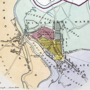 Antique Map CARLISLE, CUMBRIA, Street Plan, Dawson Original 1832 - Etsy