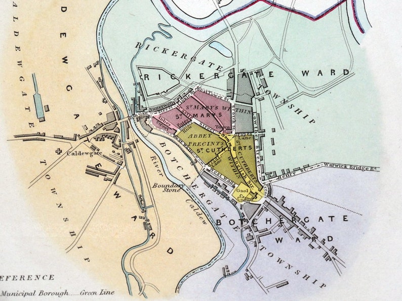 Antique Map CARLISLE CUMBRIA Street Plan Dawson Original - Etsy