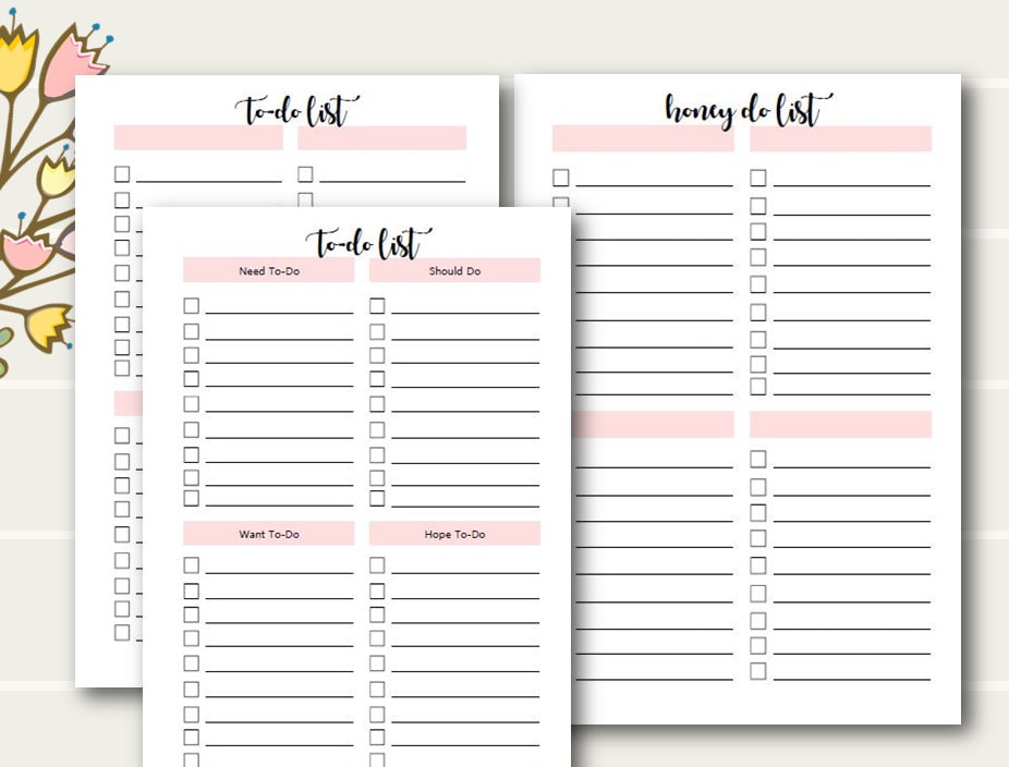 List Planner Printables Planner Lists List Inserts Gift - Etsy