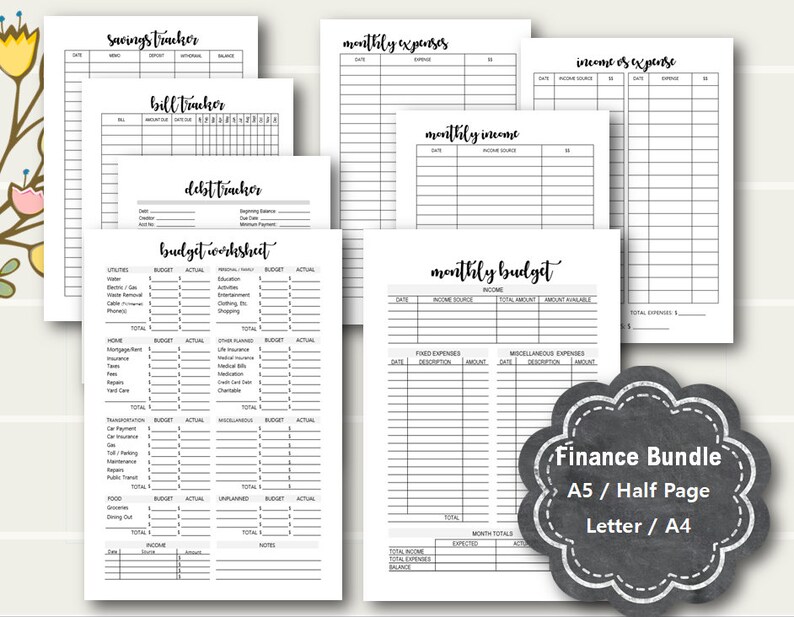 FINANCE Planner Printable, Budget Planner Inserts, Income & Expense ...