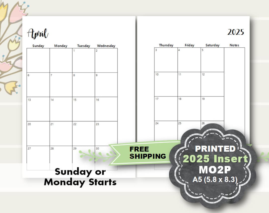 PRINTED 2025 Monthly Planner Insert, 2025 Monthly Planner Insert ...