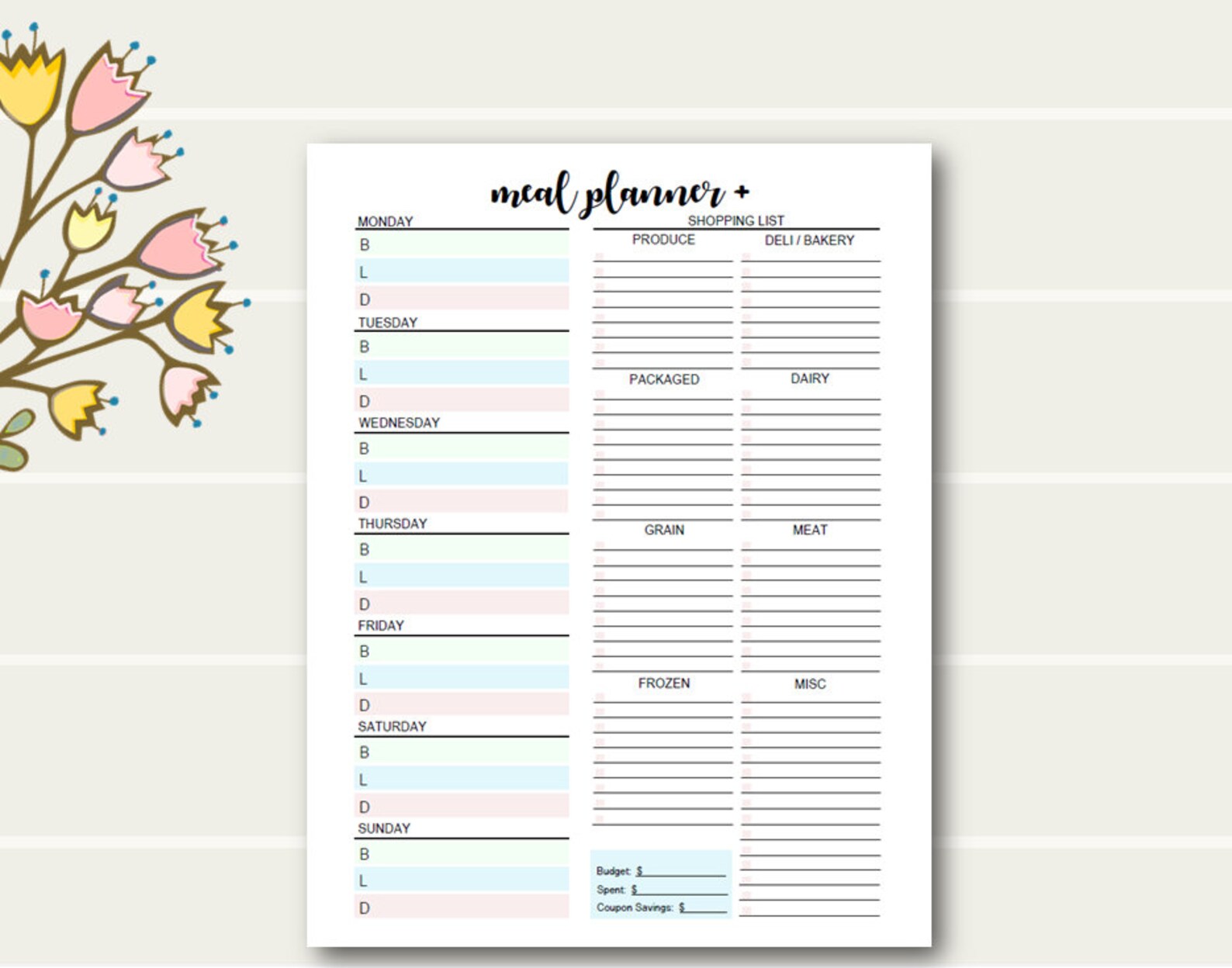 Happy Planner Meal Planner Inserts, Menu Planning, Grocery List ...