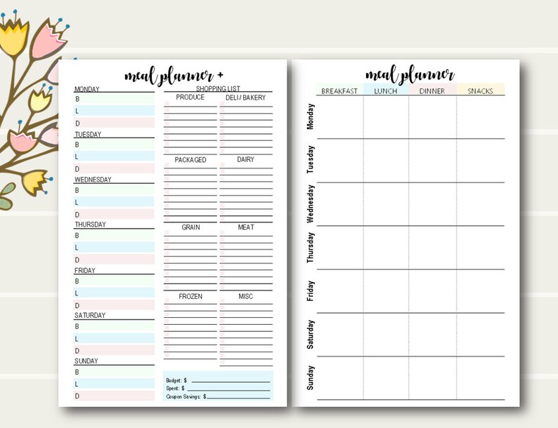 Happy Planner Mini, Happy Planner Meal Planner, Menu Planner, Food Log ...