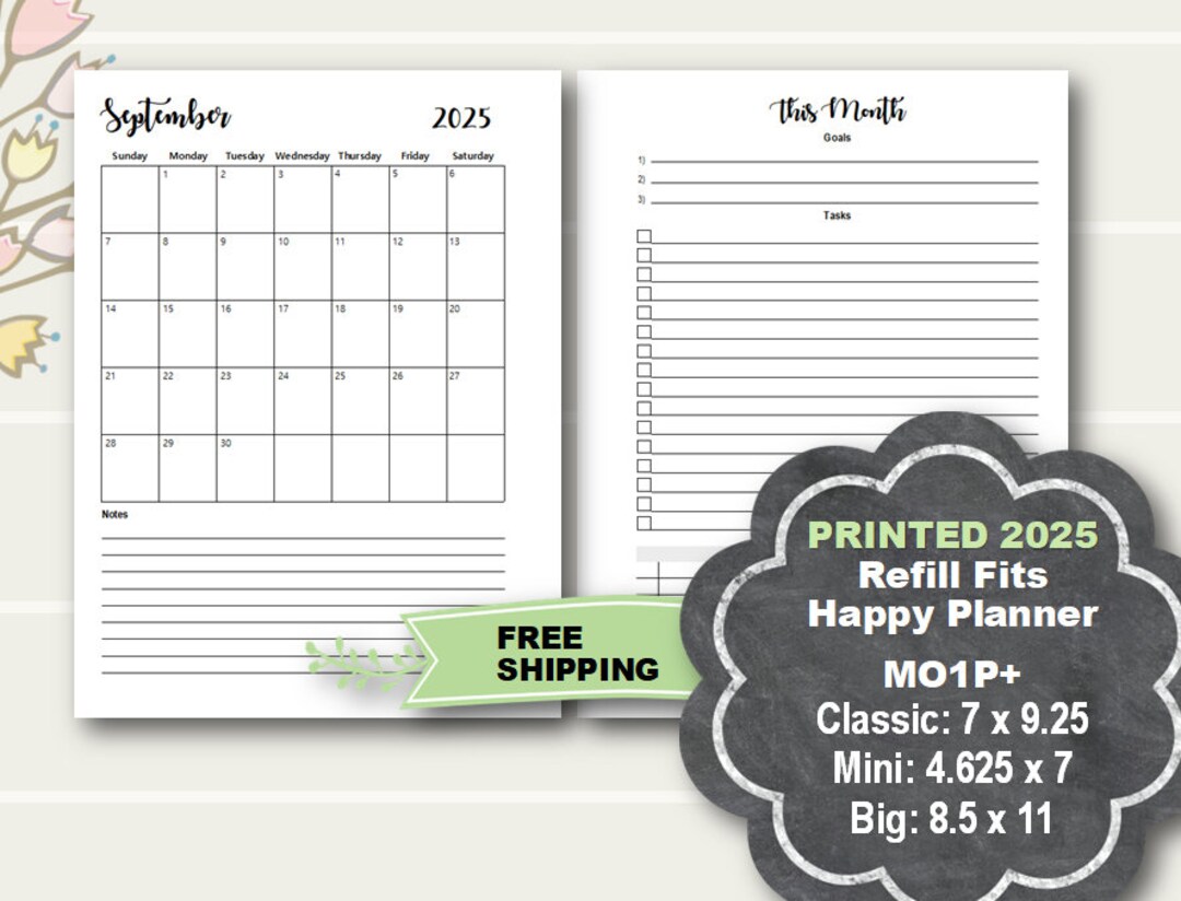 PRINTED 2025 Fits Happy Planner Classic, Fits Happy Planner Mini, Fits ...