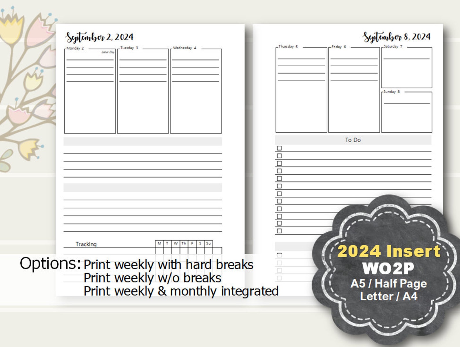 2024 Weekly Planner Printable Weekly Planner Insert 2024 - Etsy