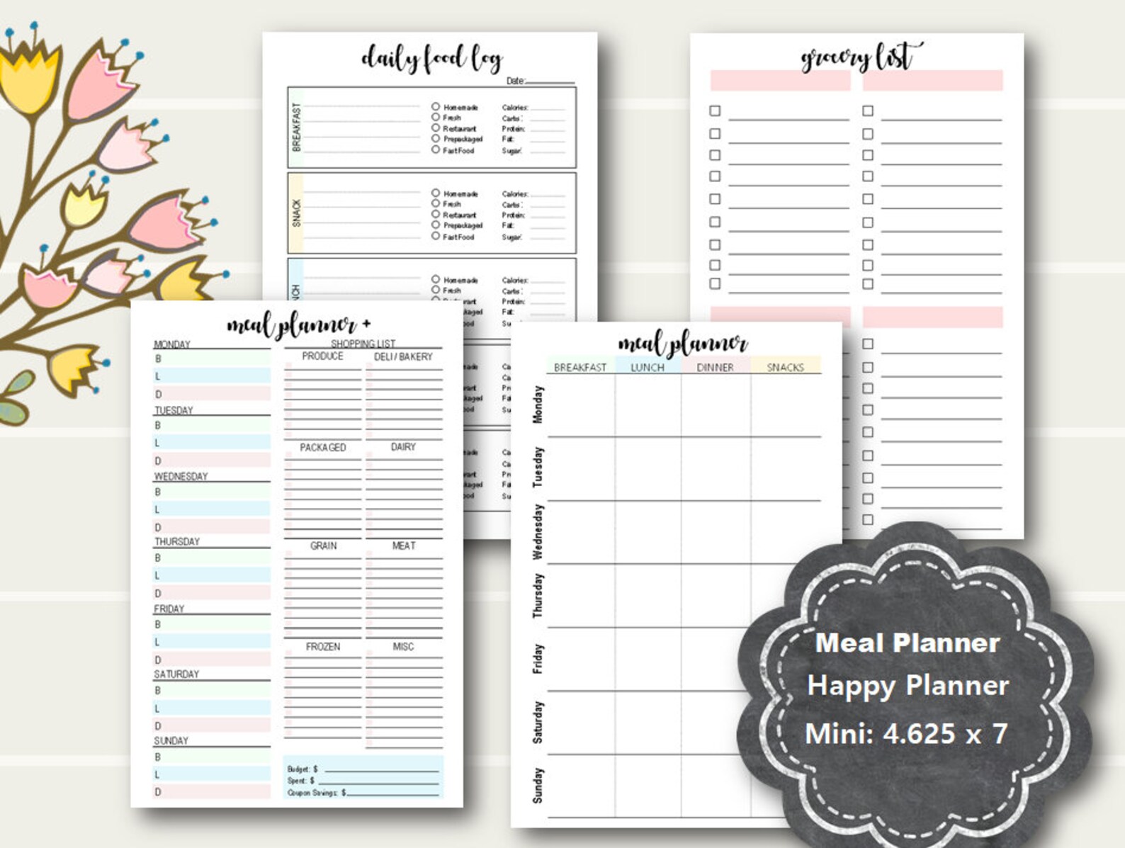 Happy Planner Mini, Happy Planner Meal Planner, Menu Planner, Food Log ...