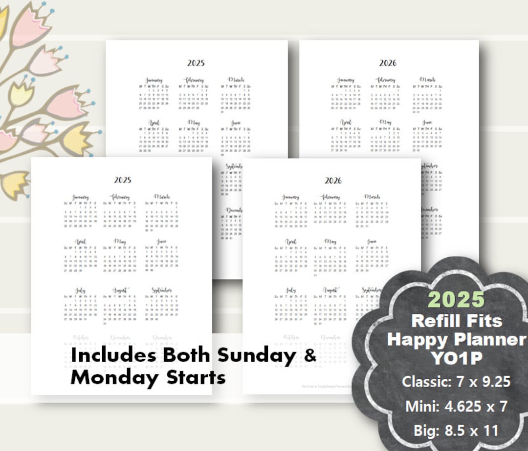 2025 Happy Planner Year on One Page Planner Printable, Happy Planner ...