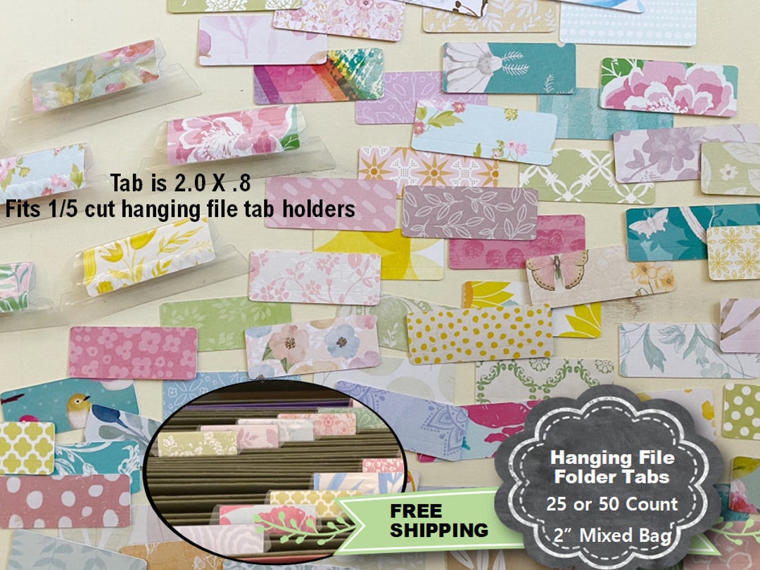 Hanging File Folder Tabs, Hanging File Tabs, 1/5 Cut Tab Inserts, 1/5 ...