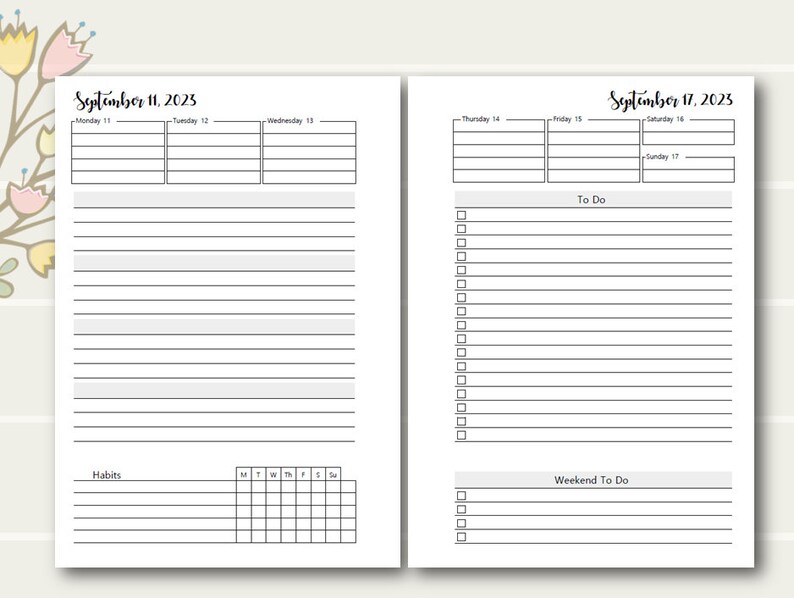 2023 Weekly Planner Printable Weekly Planner Insert 2023 - Etsy