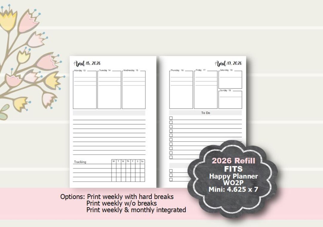 2026 Happy Planner Mini Weekly Printable, Weekly Planner Insert, Happy ...
