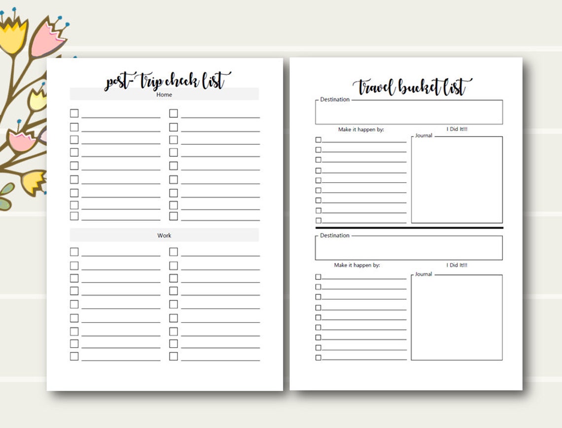 Travel Planner Printable Vacation Planner Insert Travel - Etsy